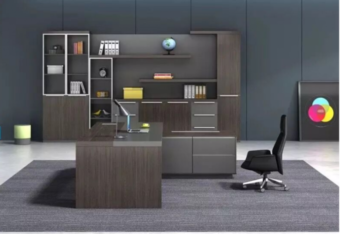 Beautiful Gray Office Cabinets Wood , Boss Office Furniture Various ...